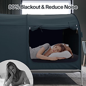 LEEDOR Bed Tent Dream Tents Bed Canopy Shelter Cabin Indoor Privacy Warm Breathable Pop Up Twin Size for Kids and Adult Patent Pending PitchBlack(Mattress Not Included)