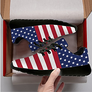 vogiant American Flag Shoes Mens Womens Running Shoes White Red Blue Patriotic Tennis Shoes Sneakers Gifts for 4th of July,Size 7.5