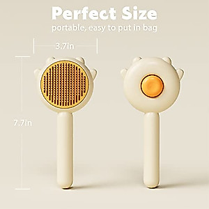 OurMiao Paw Cat Brush with Release Button, Self Cleaning Cat Brush for Shedding, Cat Hair Brush for Grooming Long and Short Haired Cats Dogs (Yellow)