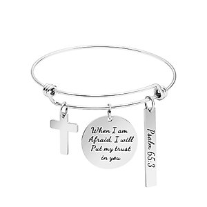 Memgift Scripture Bracelet Trust God Jewelry Inspirational Christmas Gifts for Women Expandable Wire Bangle