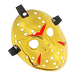 Udekit Jason Mask Halloween Masquerade Horror Face Mask Cosplay Costume Props for Women Men Kids Gold
