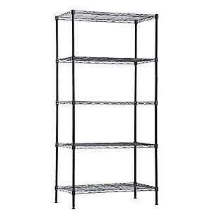 Wire Shelving Unit Metal Shelf Organizer Heavy Duty Wire Rack Storage Unit Rack Utility for Bathroom Office Kitchen (Black, 14" D x 24" W x 60" H)