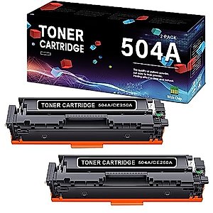 504A Black Toner Cartridge (with Chip), CE250A High Capacity Toner Cartridge, Compatible Replacement for CP3525N CP3525 CP3525X CP3525DN CM3530 MFP CM3530FS MFP Printer.(2 Pack/ Black )
