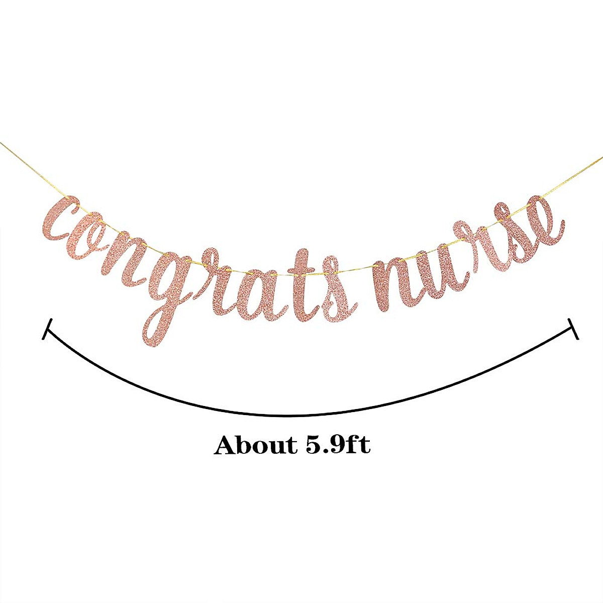 WeBenison Congrats Nurse Banner Congratulations Banner So Proud of You Future Nurse Medical School Nurse Grad Party Bunting Decoration Supplies/Rose Gold Glitter