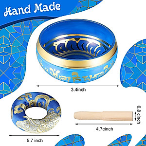 BBTO Tibetan Singing Bowls Set for Healing 3.4 Inch Meditation Sound Bowl with 7 Pcs Chakra Crystal Stones Mallet Cushion Chakra Bracelet Pendant for Yoga Mindfulness Spiritual Healing