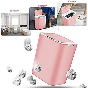 AIOMEST Pink Trash Can with Automatic Sensor, Touchless Inductive Garbage Bin for Bathroom, Kitchen and Bed, Small 3.7 Gallon (14L)