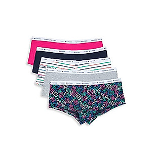 Tommy HilfigerWomensClassic Cotton Boyshort Panties—5 PackVarsity Letter/Grey/Multi Th/Navy/BeetrootSmall
