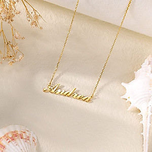 Dreamdecor Name Necklace Personalized, Sterling Silver Custom Nameplate Necklace Charm Jewelry Gift for Women