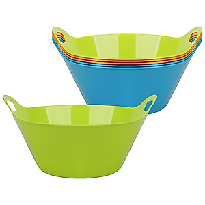 Tiawudi 6 Pack Snack Bowls (4.9L Large), Plastic Serving Bowls for Party, Large Bowls with Handles for Kitchen, Fruit, Cereal, Candy, Salad and Chip, Microwave Safe
