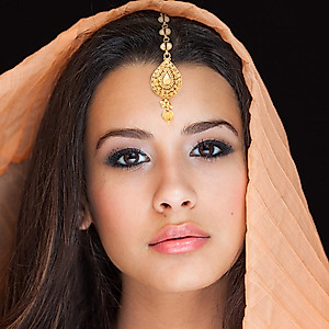 Indian Forehead Traditional Gold Plated Handmade Maang Tika Party Dance Hair Headpiece For Women Girls - Duel On Jewel