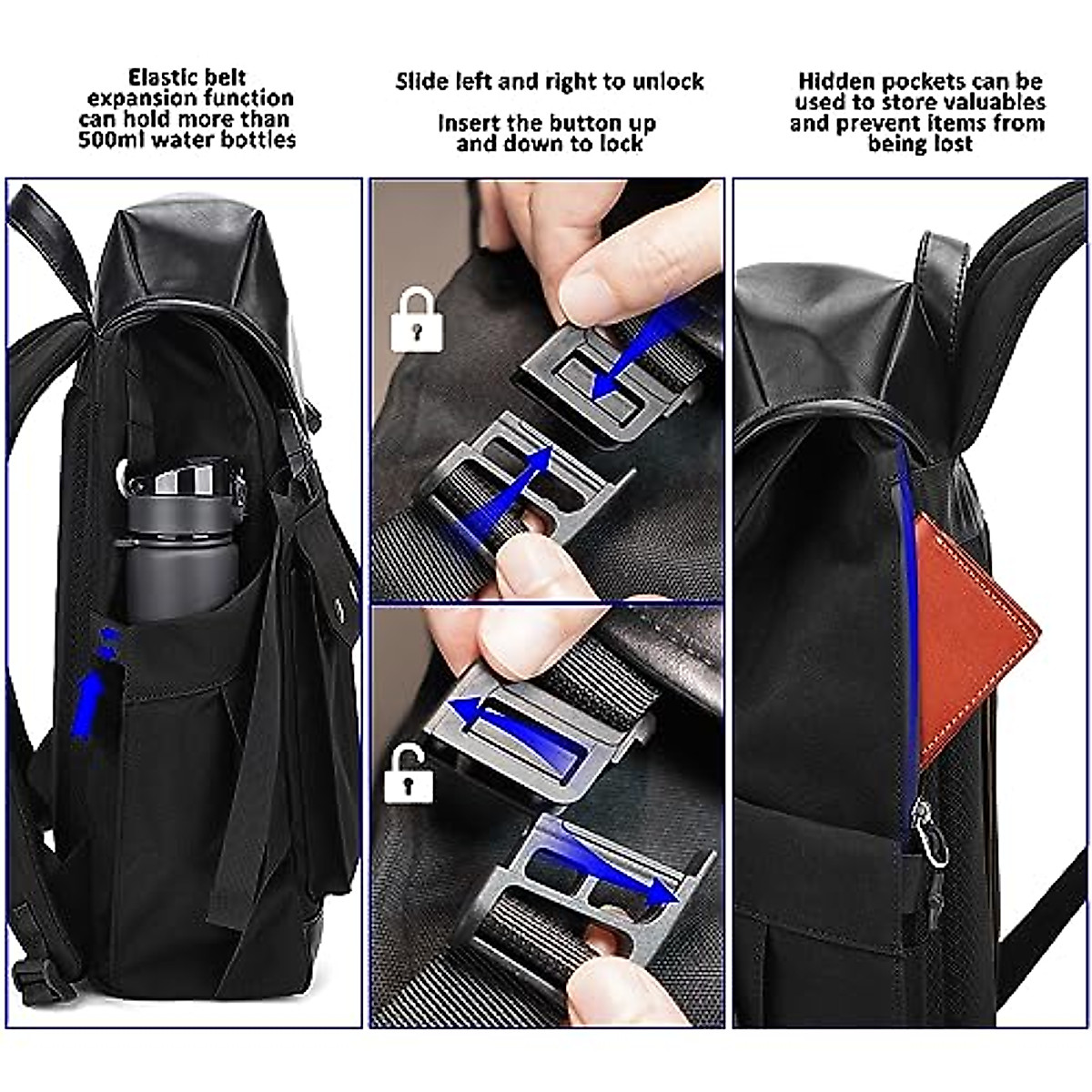 EYAMU Travel laptop backpack, Vintage Backpack,Carry on backpack,waterproof backpack,College Backpack,Fits 15.6 Inch Laptop, Men & Women (Black)