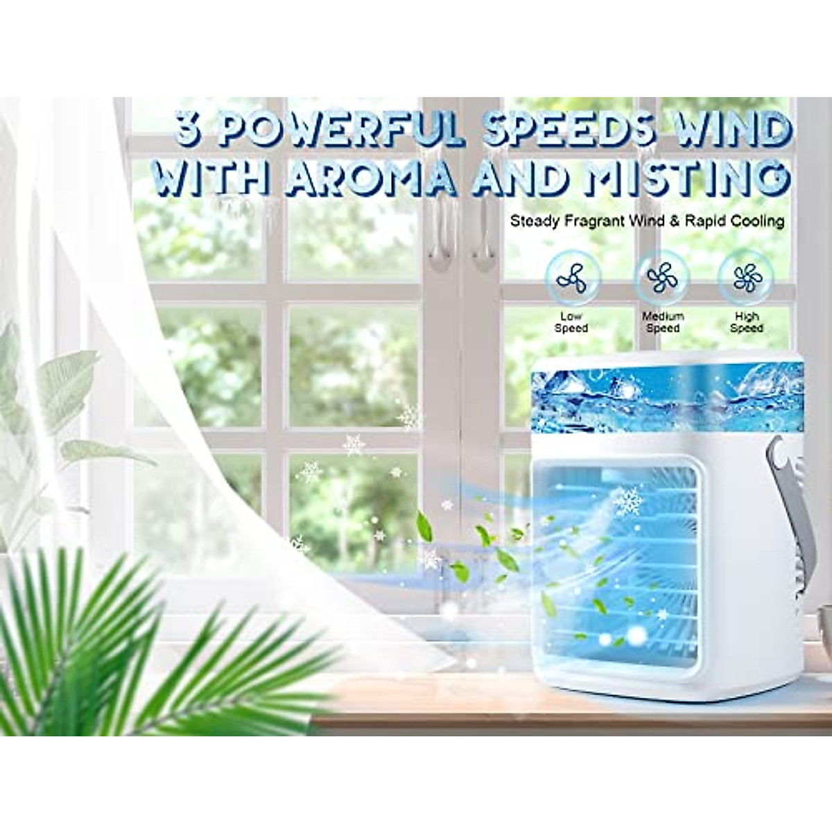 Chill2.0 Mini Air Conditioner with 700ML, Portable Air Conditioner, Evaporative Air Cooler, 3 Speeds Personal Space Cooler Humidifier, Small Portable AC Desk Spray Fan for Home Office Room