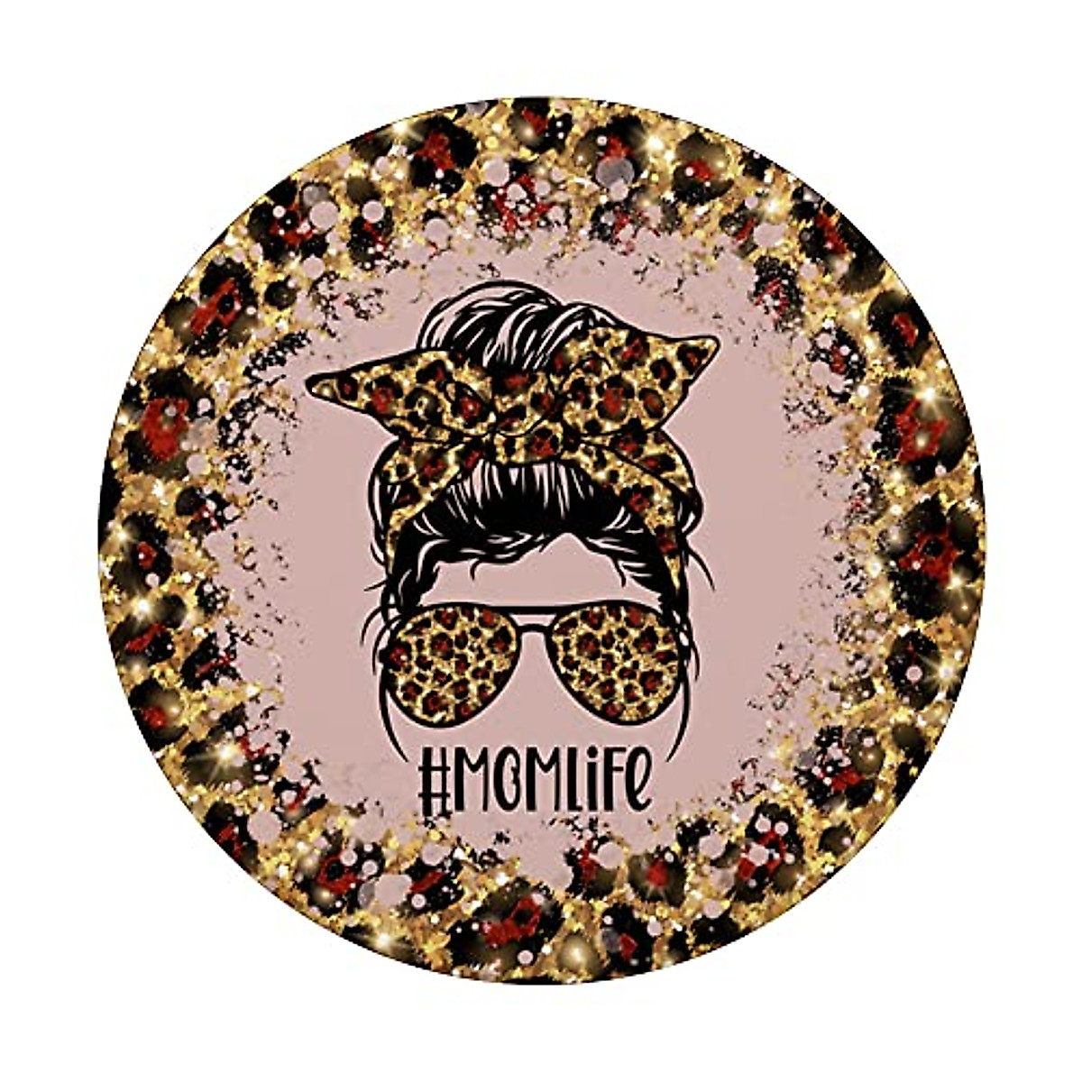 Classy Mom Life with Messy Bun Leopard Bandana in Rose Pink PopSockets Swappable PopGrip