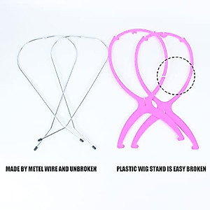 FASHION DO 2 Packs metal wire wig stand Holder dry display portable for multiple wig (13 inch)