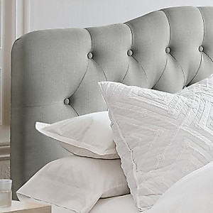 Rosevera Givanna Adjustable Heigh Headboard with Linen Upholstery and Button Tufting for Bedroom,Queen,Gray