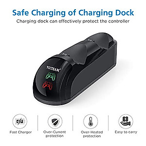 PS4 Controller Charger, Upgraded Fast-Charging Port Docking Station Stand for PS4/PS4 Slim/PS4 Pro Controller, Black