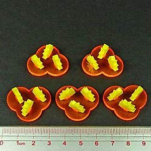 LITKO Gothic Space Blast Markers Compatible with Battlefleet Gothic, Fluorescent Orange and Yellow (5)