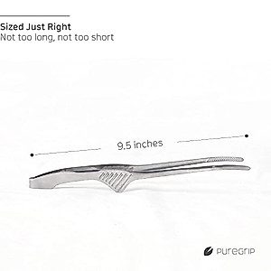 (Set of 2) Made in Korea, Self-Standing Tongs for Korean & Japanese BBQ, Veggies and Seafood, Tweezers & Pincette, Clean & Convenient Use, Premium Stainless Steel, Non-Slip Serrated Tips