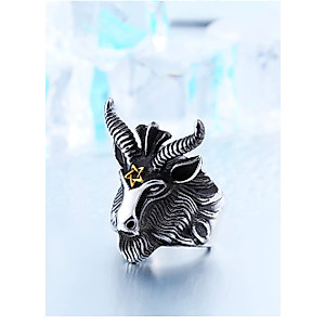 Gold Star Goat Black Phillip Ring Pentagram Lucifer Sigil Satanic Leviathan Stainless Steel Baphomet Pentagram Pendant Satan Satanist Devil Halloween Witchcraft Sabrina Spell Goth Gothic