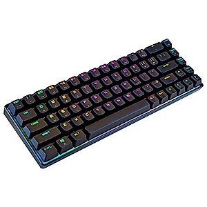 Golanhome Portable RGB Gaming Office 60 Percent Mechanical Keyboard USB 68 Keys Backlit Anti-ghosting Keyboard for PC Laptop(Blue Red Brown Switch) (Brown Switch)