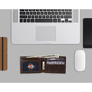 Dickies Men's Bifold Chain Wallet-High Security with ID Window and Credit Card Pockets, Rich Brown, One Size
