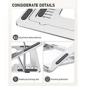 ACEMAGIC Laptop Stand, Aluminum Computer Riser, Ergonomic Laptops Elevator for Desk, Metal Holder Compatible with Notebook Computer Under 17.3 Inches, Silver