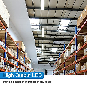 SHOPLED 8FT LED Shop Light Fixture, 72W 9360 LM 6000K Cool White,High Output Tube Light, Double Sided V Shape T8 8 Foot LED Bulbs for Cooler, Garage, Warehouse, Clear Cover (1 Pack)