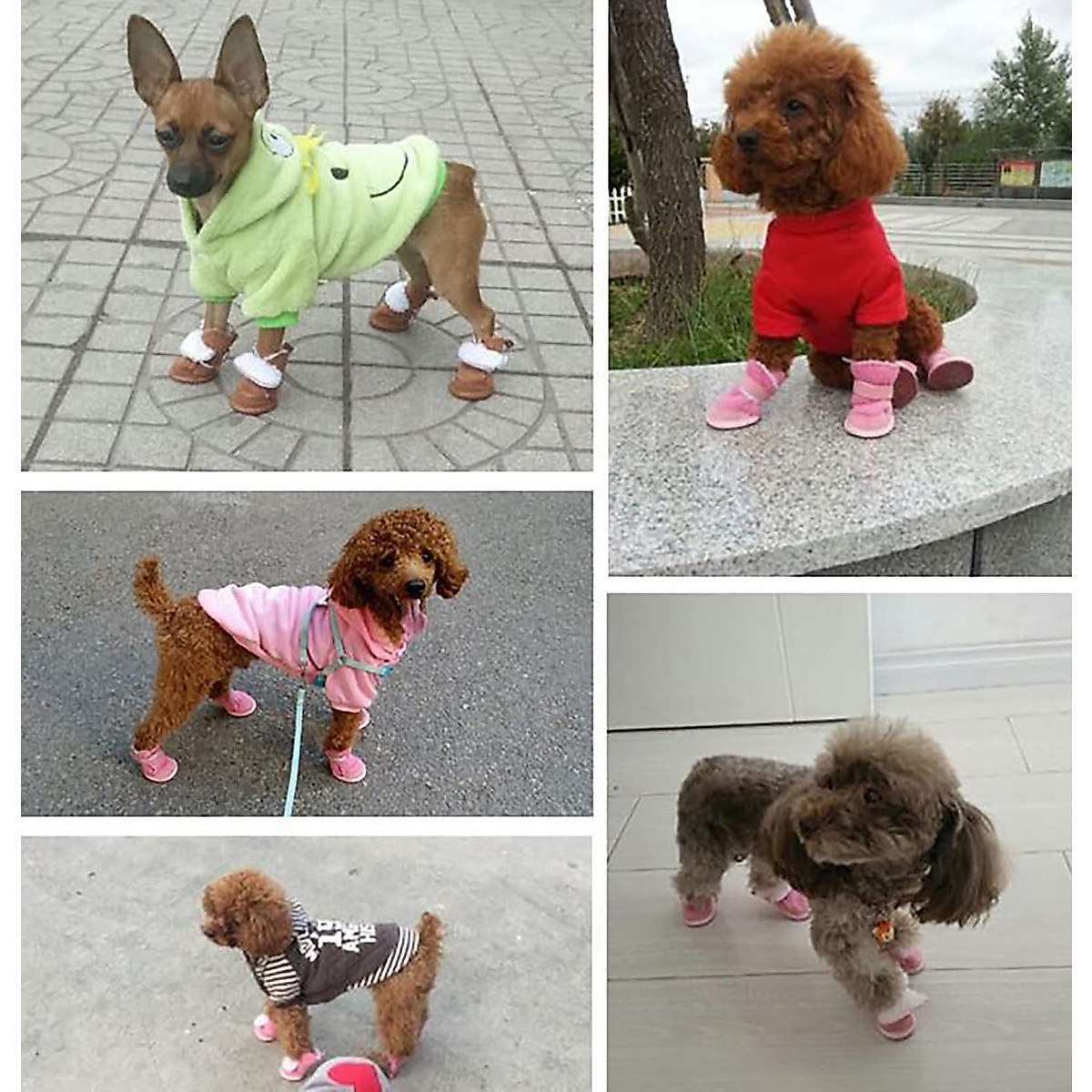 GabeFish Puppy Cute Cozy Warm Anti Slip Winter Boots for Small Medium Dogs Pets Cats Thicken Fleece Snow Shoes Pink Medium