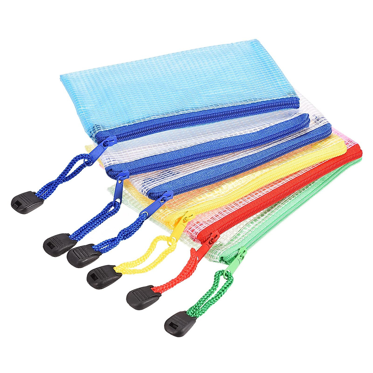 YOKIVE 6 Pack Mesh Zipper Bags, A6 Mesh File Pockets Plastic Document Pouch, Great for Office Appliances Travel Storage(Multicolor)