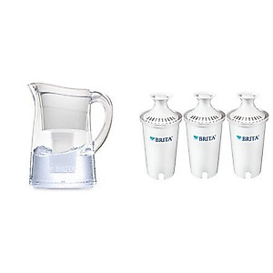 Brita 10 Cup Everyday Water Pitcher with 1 Filter, BPA Free, White & Brita Replacement Water Filter for Pitchers, 3 Count