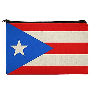 Puerto Rico Country Flag Pencil Pen Organizer Zipper Pouch Case