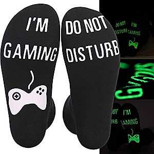 DKXZWL Do Not Disturb I'm Gaming Socks Novelty Socks Funny Christmas Stocking Stuffers Gifts for Kids Sons Boyfriends Husbands Dad Father
