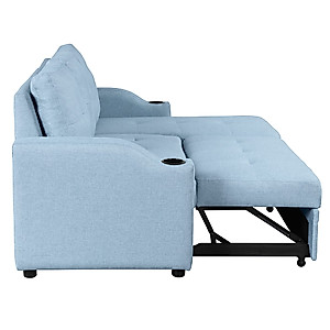 Reversible Pull-Out Sleeper Sectional Sofa Bed,Convertiable Padded Upholstery L-Shaped Corner Sofá Modular Futon Lounge Recliner Couch with Storage Chaise for Living Room Compact Space Furniture Set