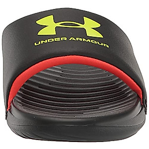 Under Armour Boy's Ansa Fixed Strap Slide Sandal, (007) Black/Black/Yellow Ray, 6 Big Kid