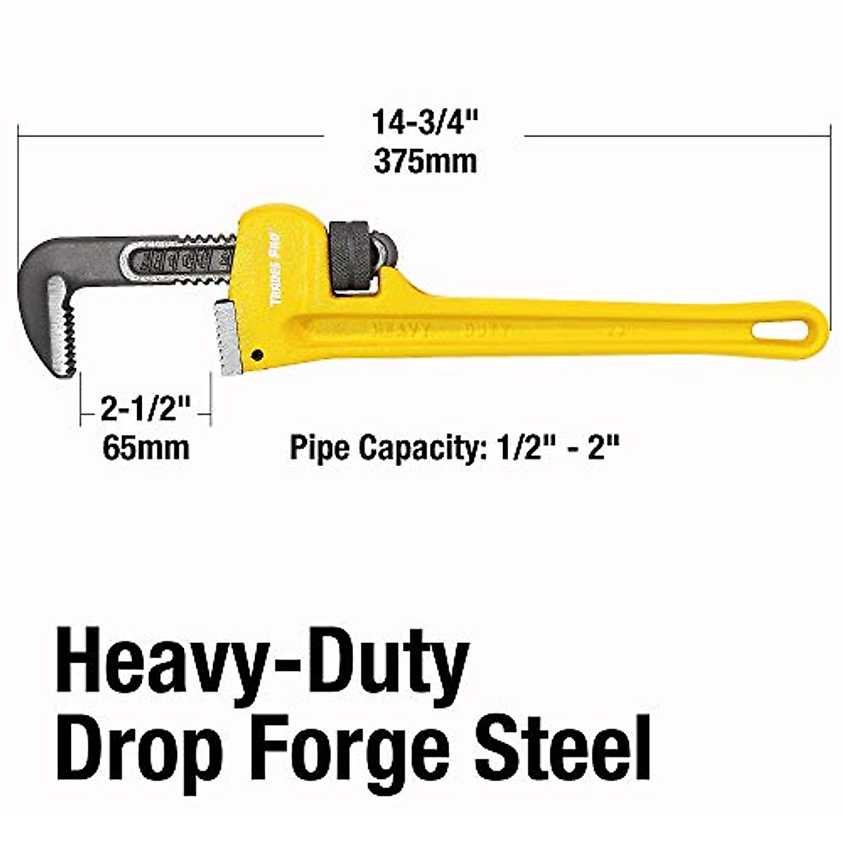 Tradespro 830914 14-Inch Heavy Duty Pipe Wrench , Yellow