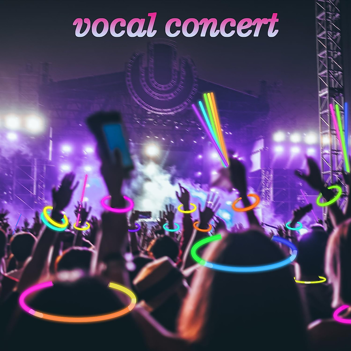 Leetous 4th of July 8" Glow Sticks Party Pack-100,Light up Bracelets & Necklaces Accessories for Kids,Neon Glow in the Dark Party Favor Supplies Decorations for Birthday,Camping, Patriotic Activities