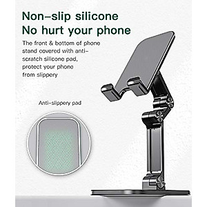 KOPTOR Cell Phone/Tablet Stand, Premiun Luxury Foldable, Portable, Angle/Height Adjustable Desk Phone Dock Holder for iPhone iPad, Samsung, Google Pixel 3.5-7.0-Inch (Silver Onyx)