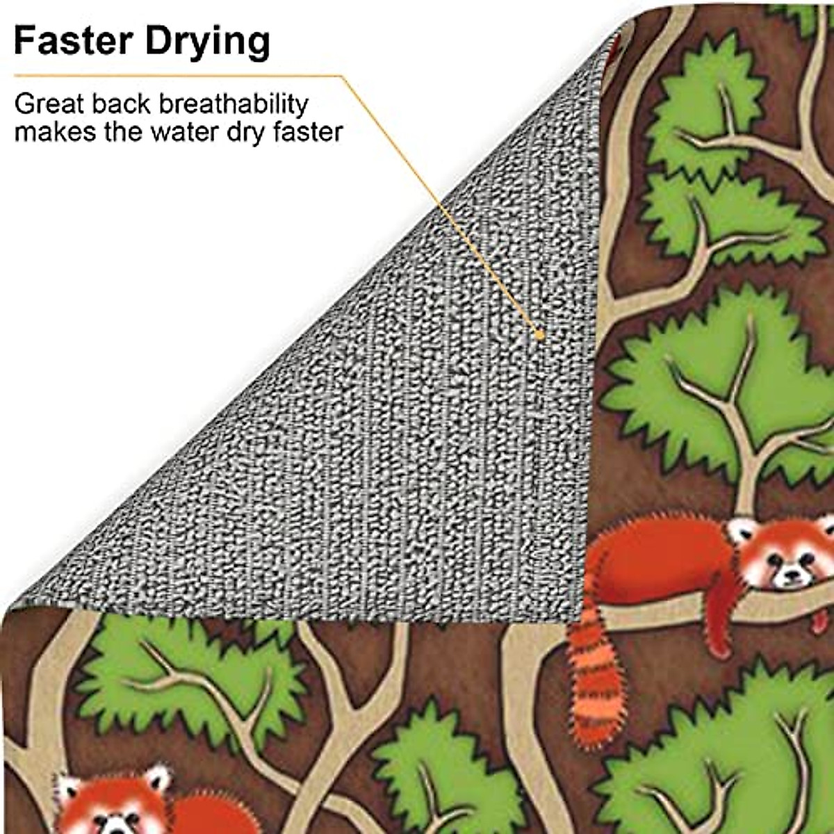 Forest Red Alkane bear Printed Drying Mat For Kitchen Ultra Absorbent Microfiber Dishes Drainer Mats Non-Slip Silicone Quick Dry Pad - 18 X 16inch