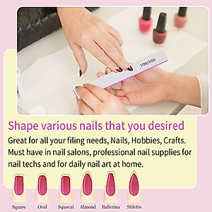 Nail File 100/180 Grit Professional Reusable 12 PCS Double Sides Washable Nail Files for Acrylic and Natural Nails Manicure Tools Suit for Home Salon