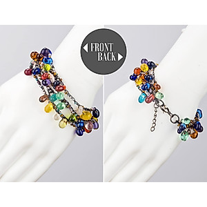 SPUNKYsoul Handmade Boho Beaded Bangle Bracelet Rope Braided Set for Women (Multi Colored)