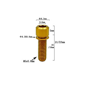 RISON Titanium M5 x 18mm Bicycle Screws Allen Hex Socket Head Bike Bolts Gold Bolts with Washer 5PCS