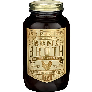 EPIC Homestyle Savory Chicken Bone Broth, Whole30, 14fl oz Jar (Pack of 6)