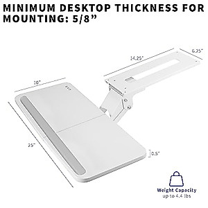 VIVO Adjustable Computer Keyboard and Mouse Platform Tray Ergonomic Under Table Desk Mount Drawer Underdesk Shelf, White, MOUNT-KB03W…
