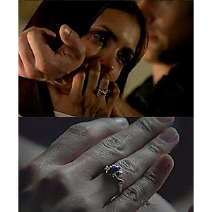 925 Silver Plated Cubic Zirconia Blue Stone Vampire Diaries Elena's Daylight Women Band Ring,Size 6
