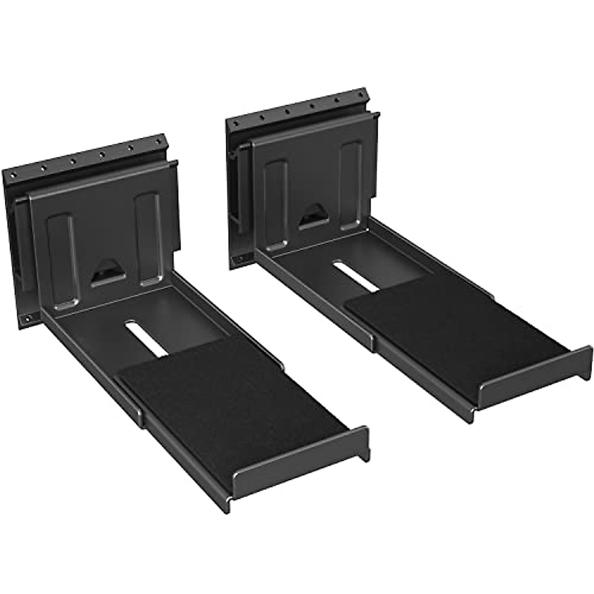 ‎USX MOUNT Universal Soundbar Wall Mount for Drywall Wood Studs Concrete Wall Up to 22 Lbs Sound Bar Mounting Brackets Under TV, Depth Adjustable 4.13-6.3‘’ Removable and Lockable No-Slip Hooks