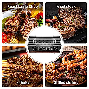 Japanese Style BBQ Grill,14 x 6.9 x 4 inches Portable Barbecue Stove Aluminium Alloy Charcoal Stove with Wire Mesh Grill and Base Japanese Tabletop Household Barbecue Tools