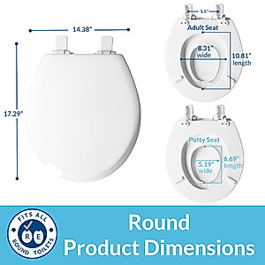 Mayfair NextStep2 Toilet Seat with Built-In Toddler Potty Training Seat, Slow Close, Easy Clean, Magnetic Removable Kids Seat, ROUND, Biscuit