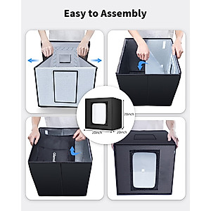 Glendan 20x20 inch Light Box Photography, Large Photo Studio Light Box, Professional Dimmable Photo Booth with 240 LED Lights & 6 Double-Sided Color Backdrops Photo Box for Product Photography