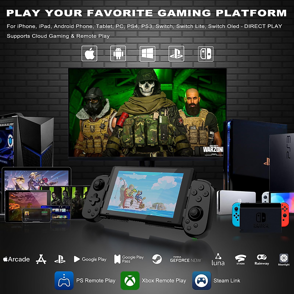 arVin Wireless Gaming Controller for iPhone, iOS, Android, Samsung Galaxy Wireless Gamepad Joystick Play Call of Duty Mobile, Genshin Impact, Minecraft, Diablo Immortal