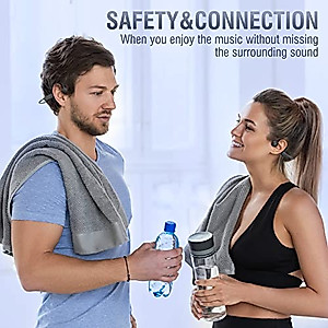 Bone Conduction Headphones, Open Ear Headphones Wireless, Air Conduction Bluetooth Headset with Mic, 6D Stereo Sound, 8Hrs Playtime for Sports, Running, Cycling, Gym